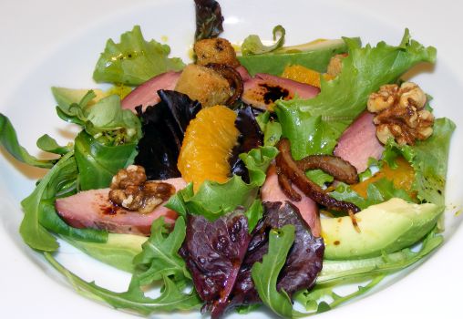 Smoked Duck Salad Recipe, with orange, walnits, smoked duck breast